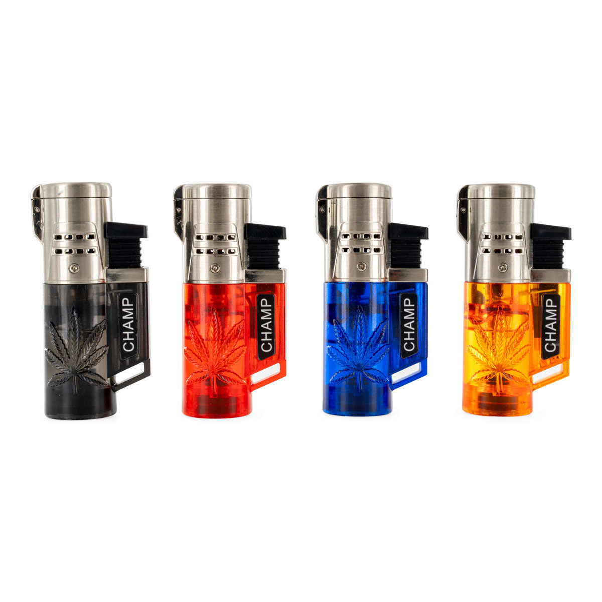 Double Flame Pocket Torch With Cannabis Leaf - Zamnesia