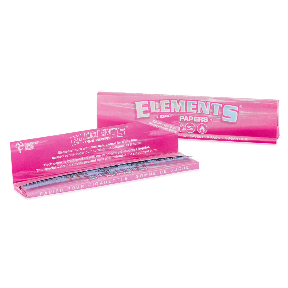 King Size Slim Pink Rolling Papers | Elements - Zamnesia